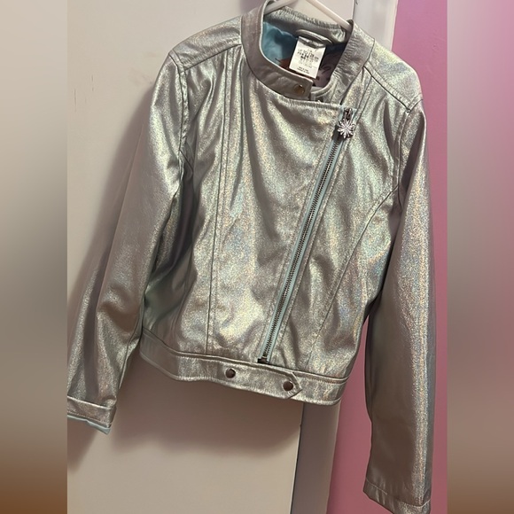 Disney | Jackets & Coats | Disney Elsa Ana Shimmering Silver Kids ...